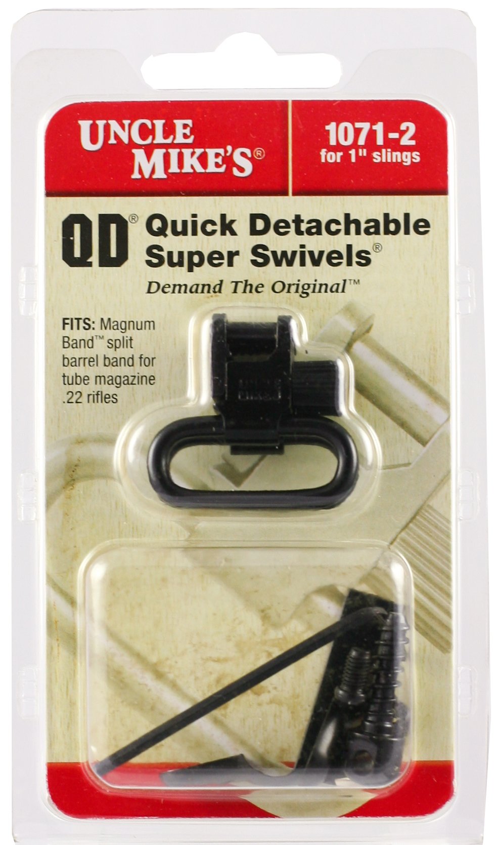 Uncle Mike's Quick Detachable .22 Tube Magazine Magnum Band Sling Swivels (Blued, 1-Inch Loop), Black