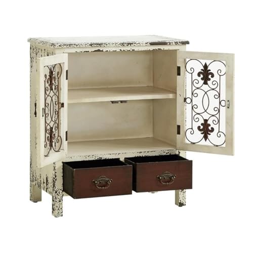 Powell Furniture 990-332 Parcel 2-Door 2-Drawer Console, White 30" L x 13.75" W x 25.5" H