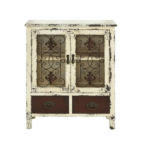 Powell Furniture 990-332 Parcel 2-Door 2-Drawer Console, White 30" L x 13.75" W x 25.5" H
