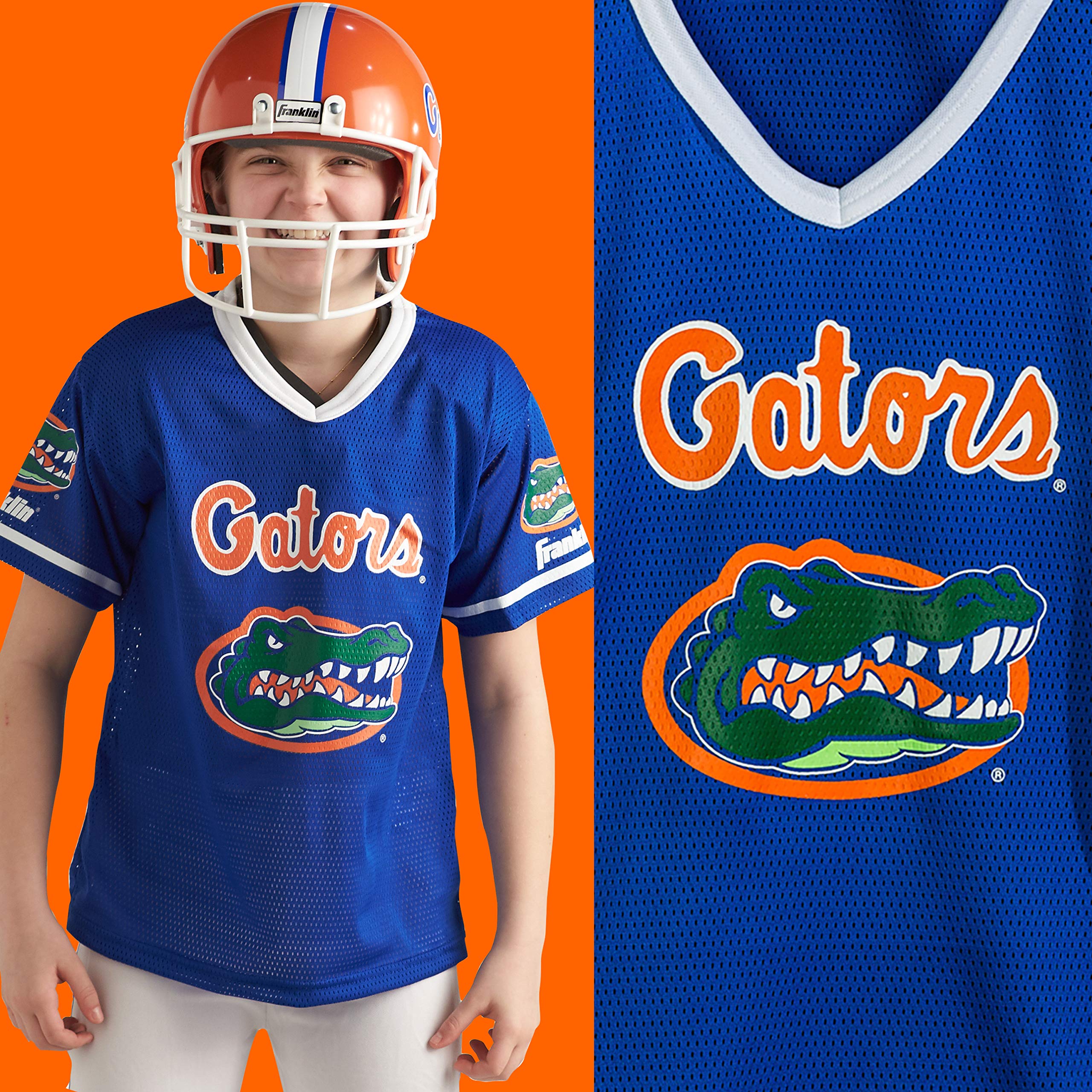 Franklin Sports NCAA Florida Gators Kids College Football Uniform Set - Youth Uniform Set - Includes Jersey, Helmet, Pants - Youth Medium