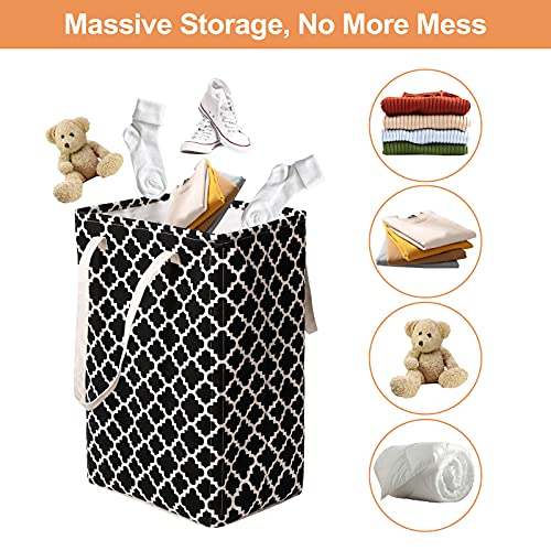ELONG HOME Laundry Basket 2 Pack, Freestanding Laundry Hamper With Support Rods, Anti-dust Hampers for Laundry with Easy Carry Handles, Black