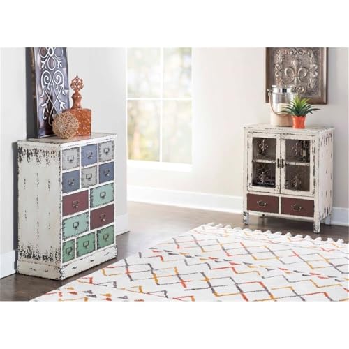 Powell Furniture 990-332 Parcel 2-Door 2-Drawer Console, White 30" L x 13.75" W x 25.5" H