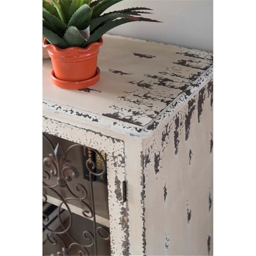 Powell Furniture 990-332 Parcel 2-Door 2-Drawer Console, White 30" L x 13.75" W x 25.5" H