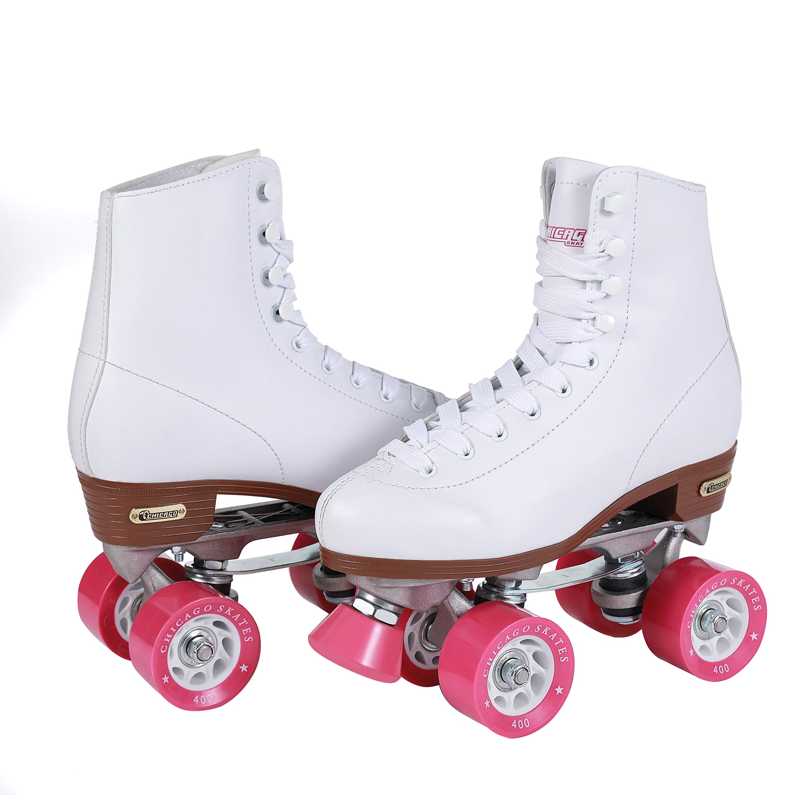 CHICAGO Skates Premium White Quad Roller Skates for Girls and Women Beginners Classic Adjustable High-Top Design for Indoor or Outdoor Skates and Roller Derby