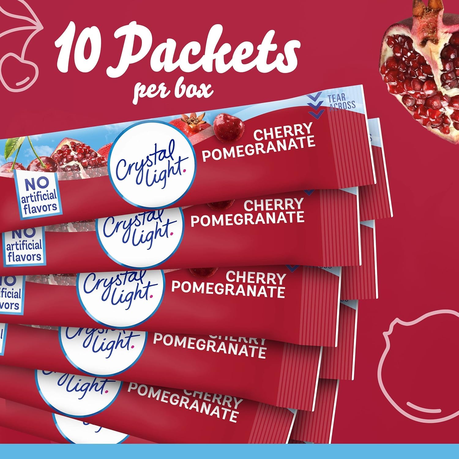 Crystal Light Antioxidant, Natural Pomegranate Cherry Drink Mix, 10 ct