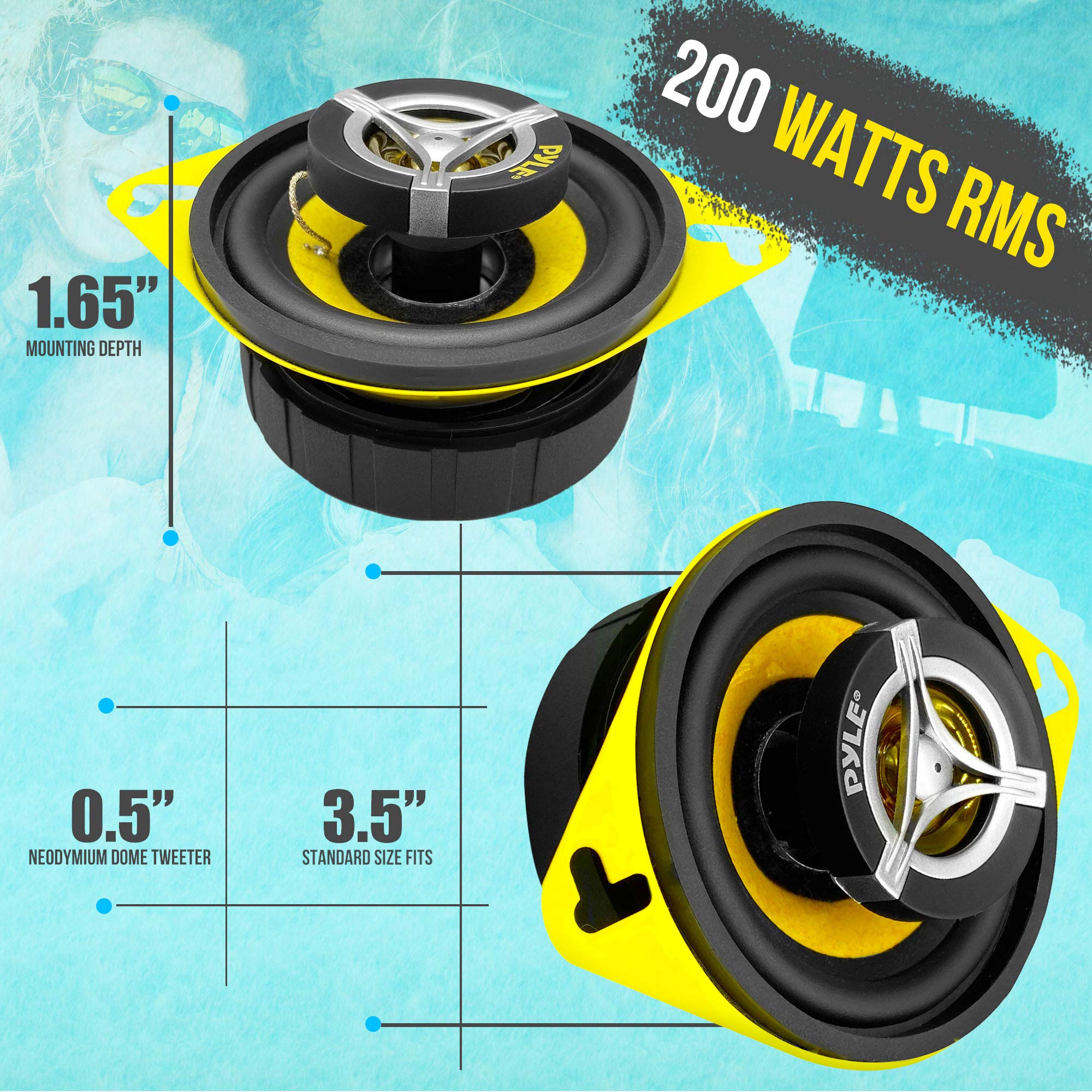 Pyle Car Two Way Speaker System - Pro 3.5 Inch 120 Watt 4 Ohm Mid Tweeter Component Audio Sound Speakers For Car Stereo w/ 20 Oz Magnet Structure, 1.65β Mount Depth Fits Standard OEM - Pyle PLG3.2