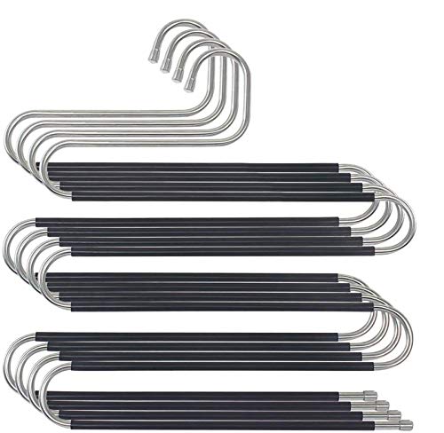 WUCHENG Trouser Hanger - 4 Pack Trouser Hangers Space Saving S-Type Clothes Pants Hangers Non-Slip Closet Organizer for Scarfs Jeans Clothes Trousers Towels Hangers (Color : A 4)
