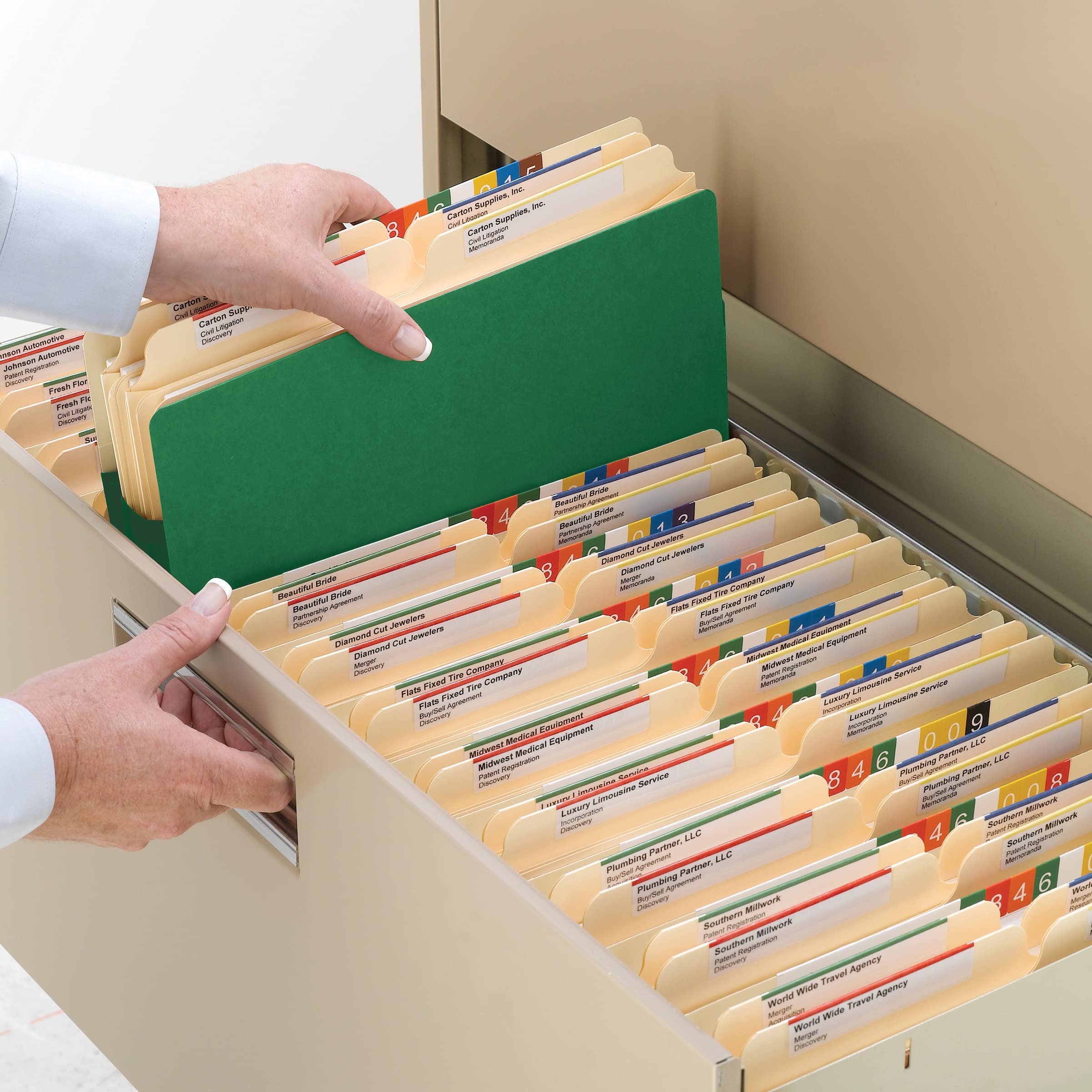 Smead File Pocket, Straight-Cut Tab, 5-1/4" Expansion, Letter Size, Green, 10 per Box (73236)