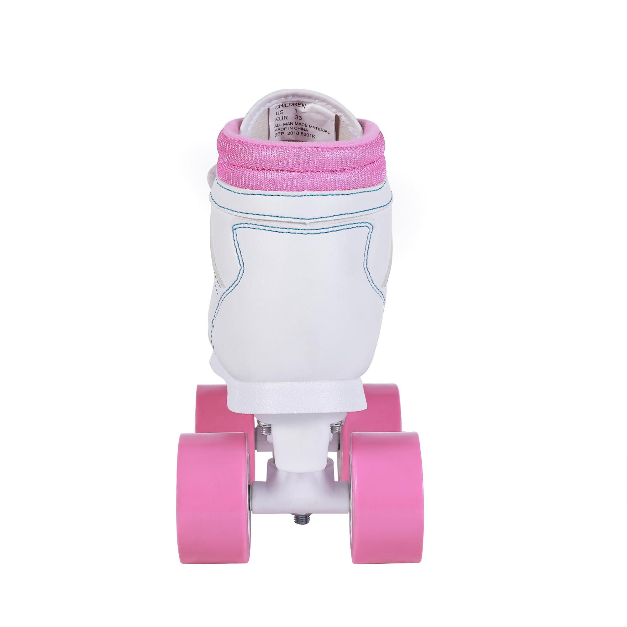 Chicago Girls Sidewalk Roller Skate - White Youth Quad Skates, High-Top Roller Skates for Kids, Beginner-Friendly with Durable Polyurethane Wheels, Indoor & Outdoor Roller Skating Size 1
