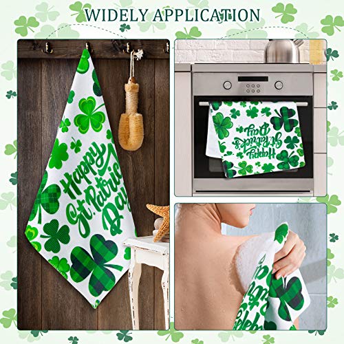 4 Pieces St. Patrick's Day Hand Towels Irish Shamrock Kitchen Towels Bath Towels Dish Towels Bathroom Towel for St Patrick's Day Decoration