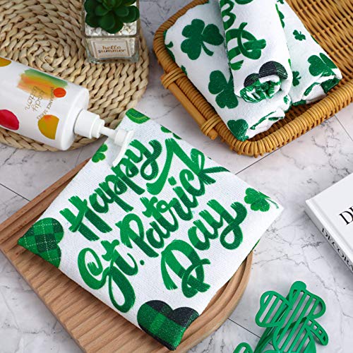 4 Pieces St. Patrick's Day Hand Towels Irish Shamrock Kitchen Towels Bath Towels Dish Towels Bathroom Towel for St Patrick's Day Decoration