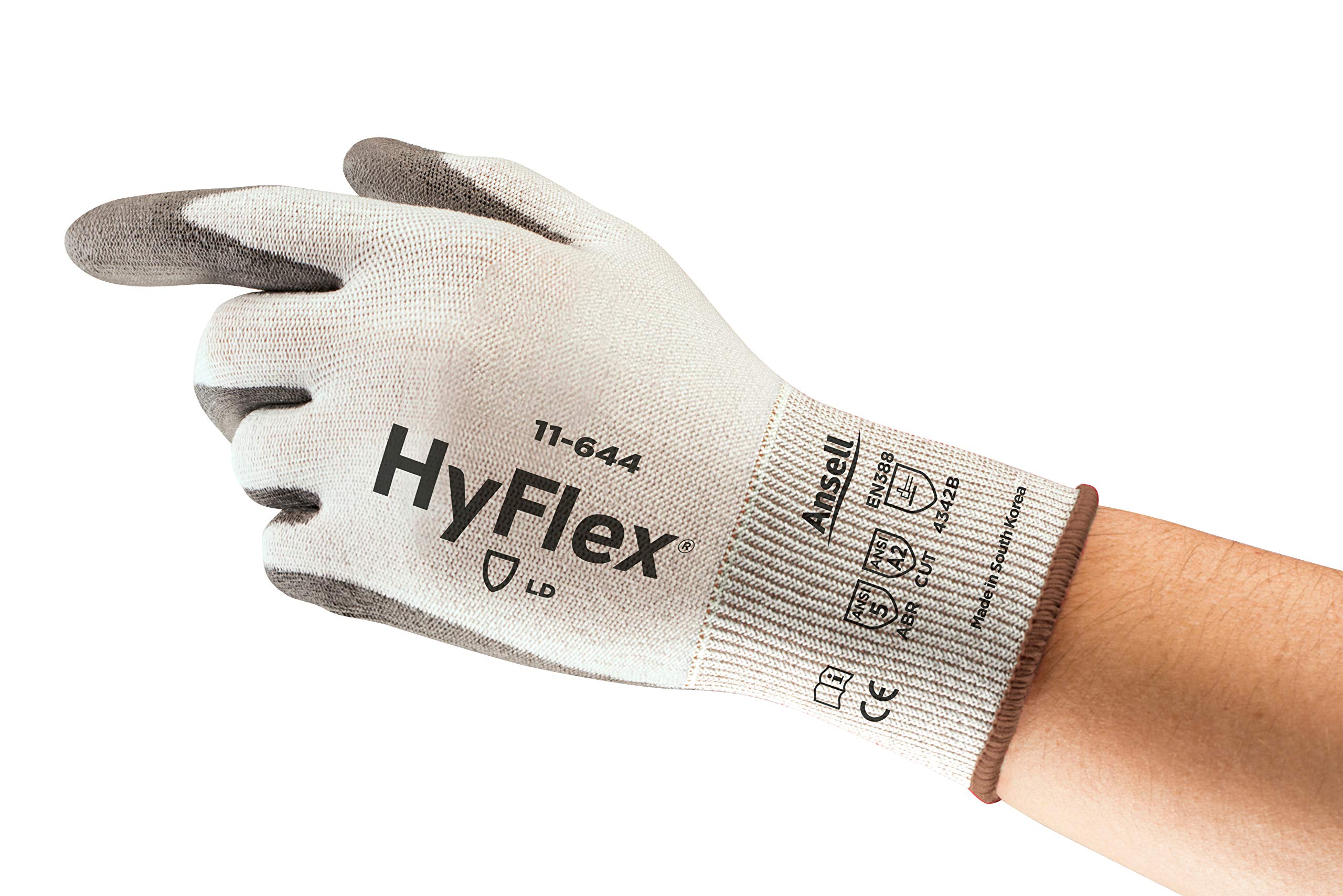 HyFlex 11-644 Cut Protection Gloves - Medium Duty, Durability, Comfort, Grey/Grey, X Small (pack of 12)
