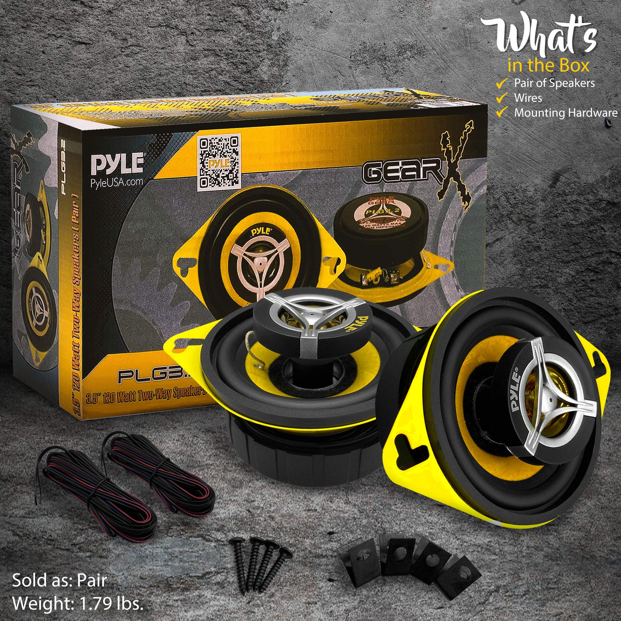 Pyle Car Two Way Speaker System - Pro 3.5 Inch 120 Watt 4 Ohm Mid Tweeter Component Audio Sound Speakers For Car Stereo w/ 20 Oz Magnet Structure, 1.65β Mount Depth Fits Standard OEM - Pyle PLG3.2