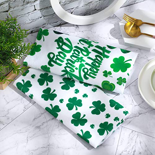 4 Pieces St. Patrick's Day Hand Towels Irish Shamrock Kitchen Towels Bath Towels Dish Towels Bathroom Towel for St Patrick's Day Decoration