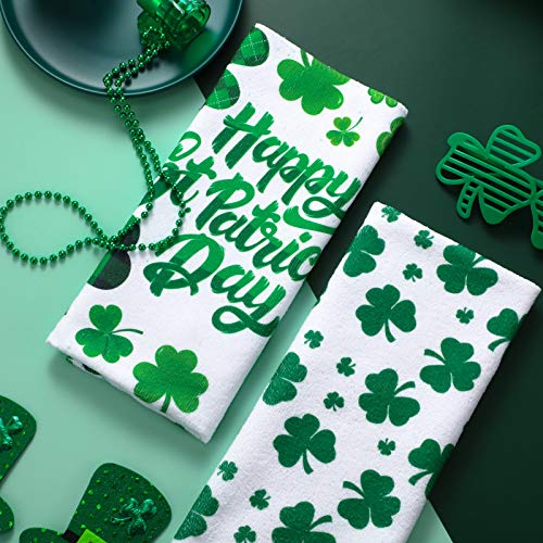 4 Pieces St. Patrick's Day Hand Towels Irish Shamrock Kitchen Towels Bath Towels Dish Towels Bathroom Towel for St Patrick's Day Decoration