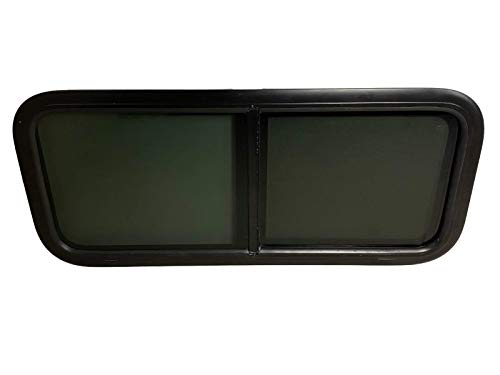 37.5" Width x 16.5" Height RV Window, Tiny House Horizontal Slider W/Screen & Interior Camper Window Clamp Ring for 1-1/2" Wall Thickness Included, Teardrop Replacement Trailer Window