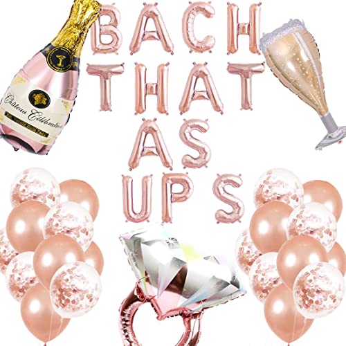 HEETON Bachelorette Party Bach That Balloon Banner Brunch Bridal Shower Party Decorations Nash Bachelorette Party Sign Rose Gold Floral Decorations for Bridal Shower Bubbly Bar