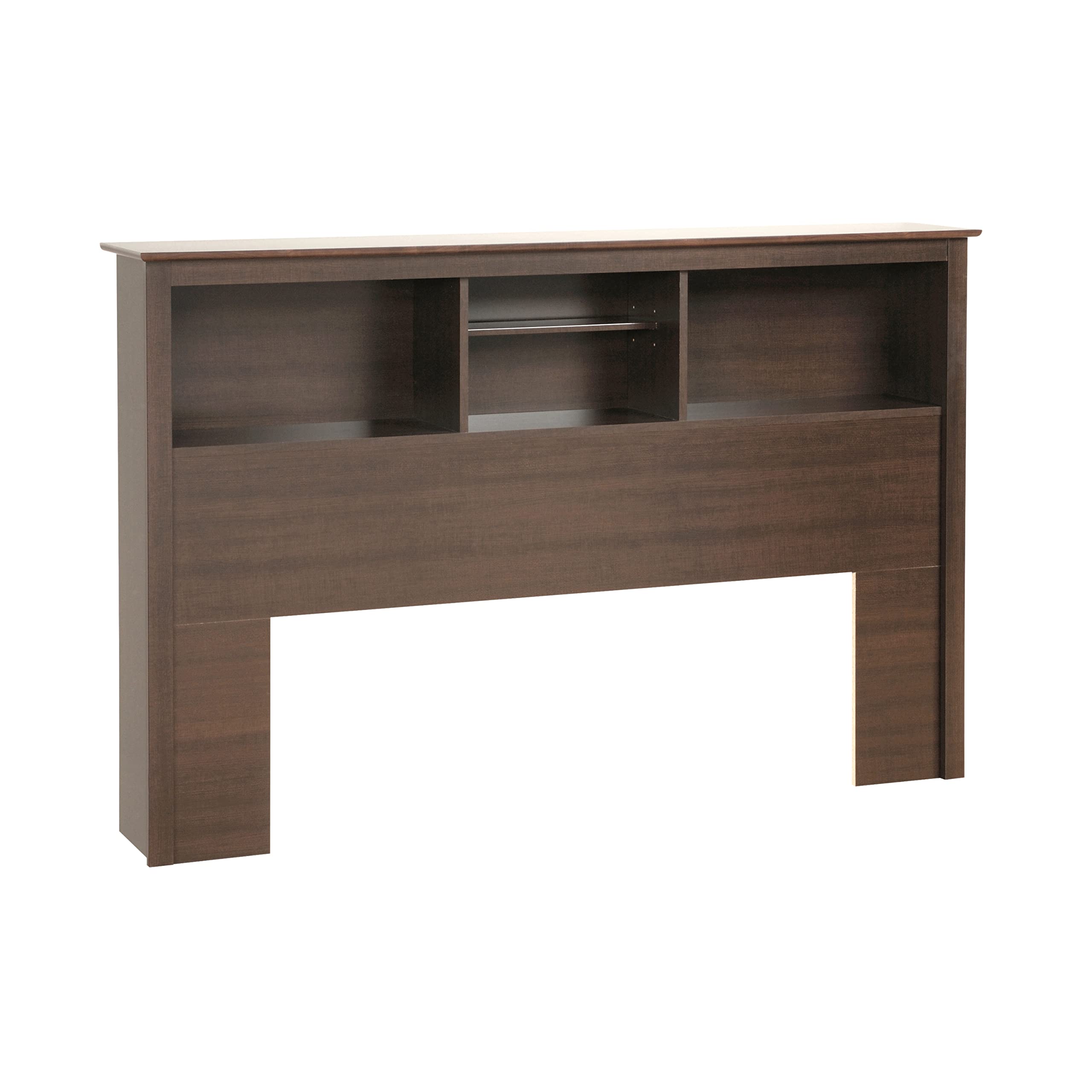 Prepac Stylish Full/Queen Headboard with 3 Compartments, Deep Bookcase Style Headboard for Full/Queen Size Beds 11" D x 65.75" W x 43" H, Espresso, ESH-6643