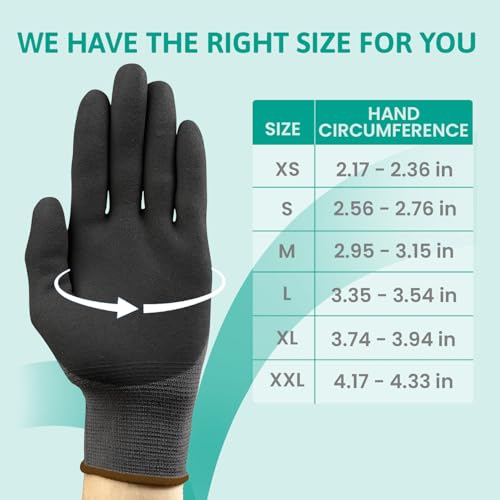 HyFlex 11-840 Ergonomic Abrasion-Resistant Nitrile Foam Industrial Gloves for Automotive, Fabrication, EMS, Utilities - Size 9, Black (12 Pairs)