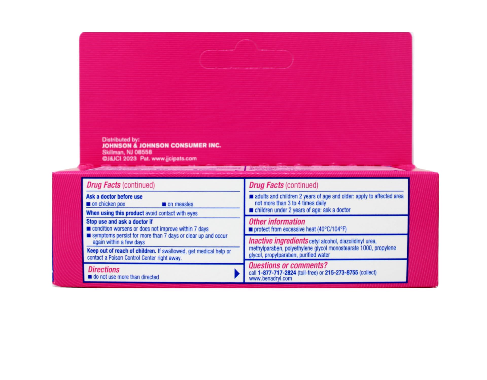 Benadryl Original Strength Anti-Itch Cream, Bug Bite Itch Relief, Diphenhydramine HCl Topical Analgesic & Zinc Acetate Skin Protectant, Great for Camping Essentials, 1 oz, 2 Pack