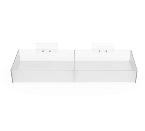 FixtureDisplays® Clear Acrylic Bin Transparent Plexiglass Organizer Tray Slatwall Basket 16.5W X 5.5D X 2.5"H Double Slot Plexiglass Holder Removalbe Hook 11709-15CNEW