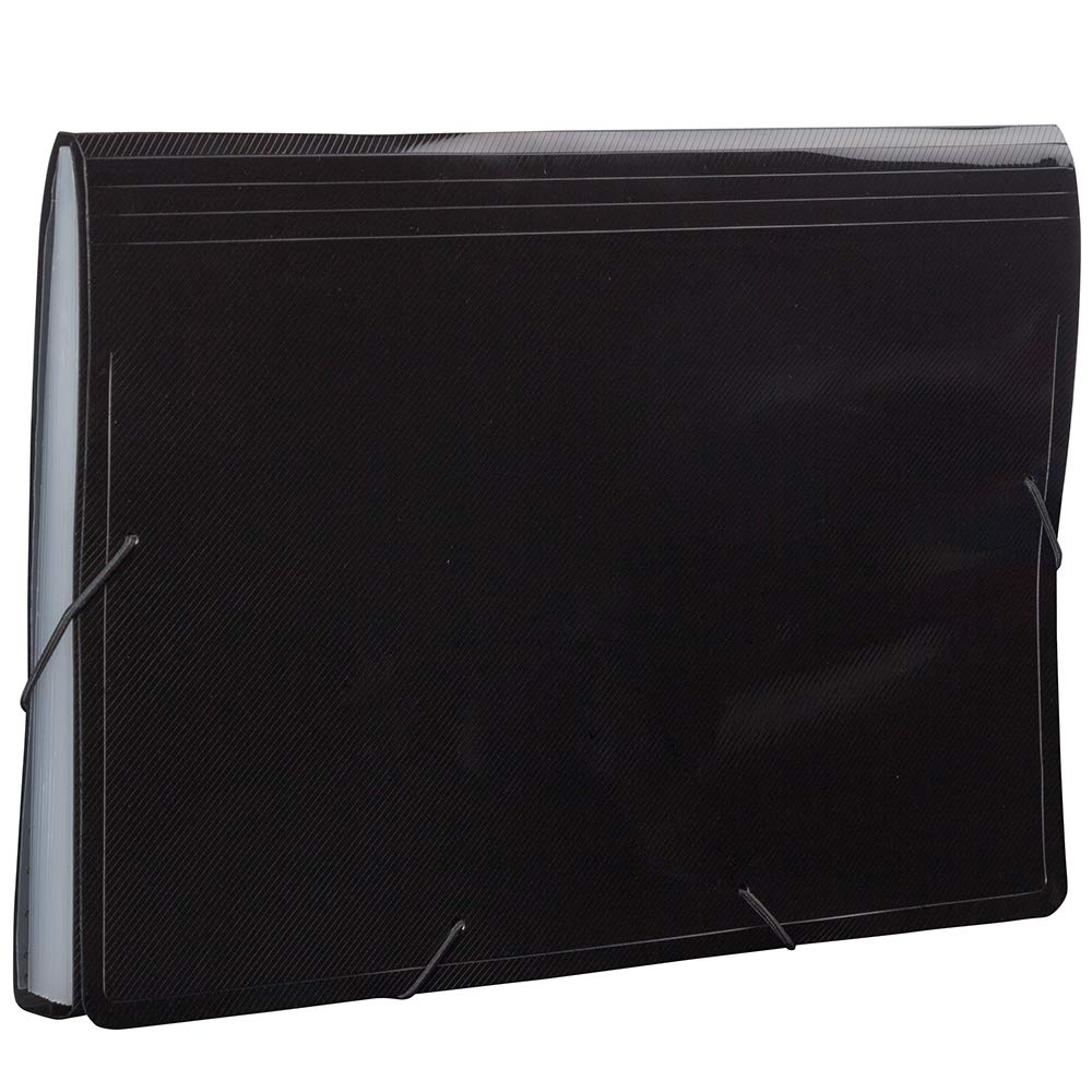 JAM PAPER Accordion Folders - 13 Pocket Plastic Expanding File - Legal Size - 10 x 15 - Black - Sold Individually