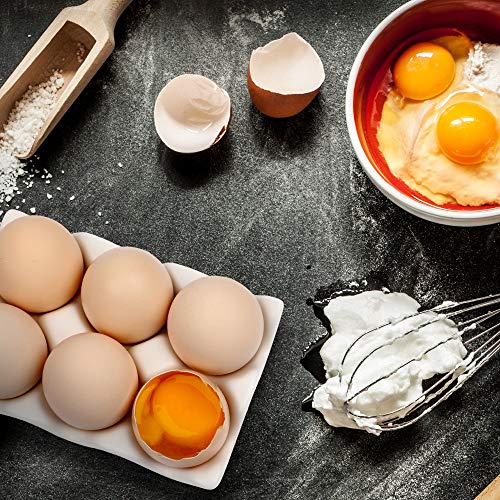 AbbyCindy 6 Cups Egg Tray Serveware, Eggs Dispenser, Egg Holder Set Kitchen Restaurant Fridge Storage Decorative Accessory (White,2 pack)