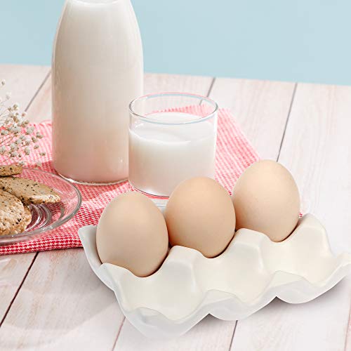 AbbyCindy 6 Cups Egg Tray Serveware, Eggs Dispenser, Egg Holder Set Kitchen Restaurant Fridge Storage Decorative Accessory (White,2 pack)