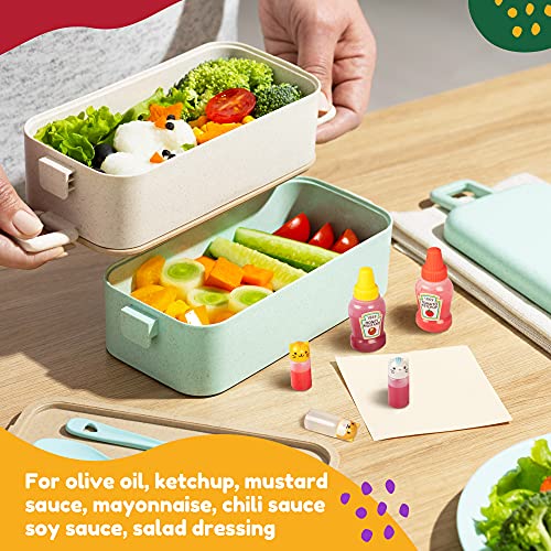 ZIIVARD 5 Pieces Mini Condiment Squeeze Bottles Plastic Ketchup Bottle Bento Box Honey Salad Container,0.84/0.1oz