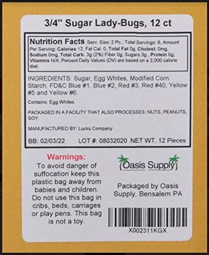 Lucks Ladybug Sugar Decorations Dec-on for Cupcakes Cakes decorations 24 Pk