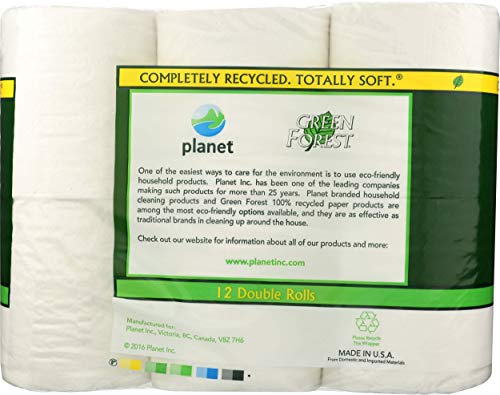 Green Forest Premium 100% Recycled Bathroom Tissue, 352 Sheets, 12 Rolls (Pack of 1)