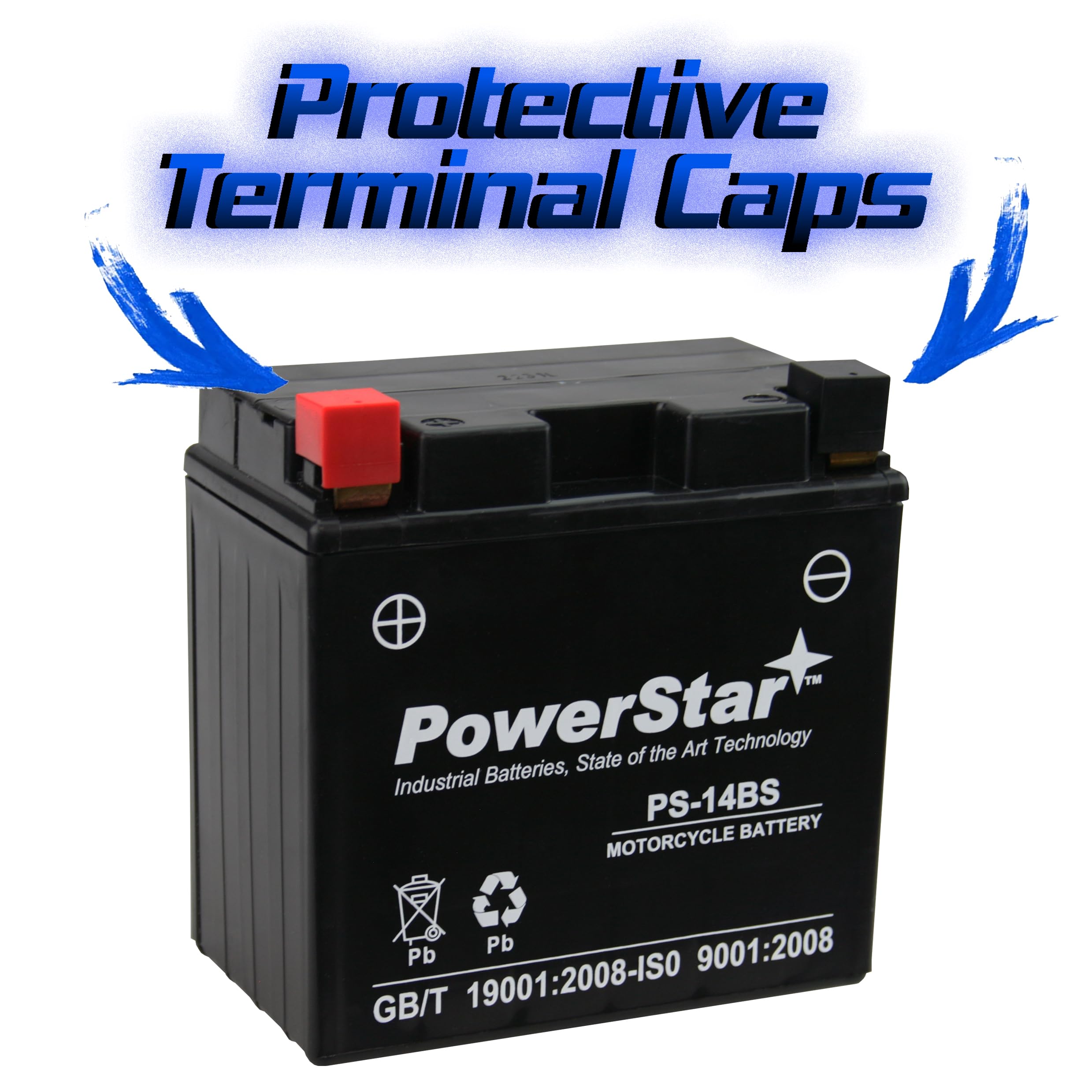 PowerStar YTX14-BS, YTX14, KMX14-BS, FTX14-BS Replacement Battery 200cca High Performance WP14-BS Sealed AGM for Powersports