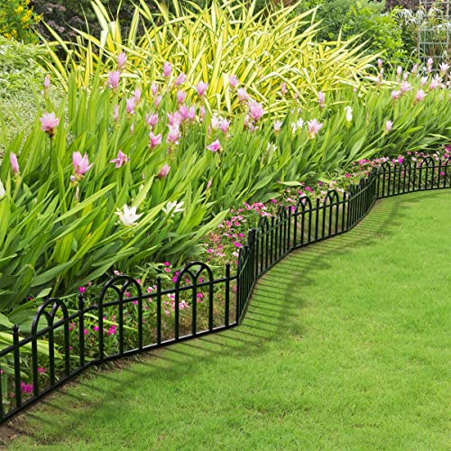 Pure Garden 82-YJ463 Flower Bed Set-4-Piece Modular Fence Panels Set for Landscape, Lawn, Garden Edging (Black)