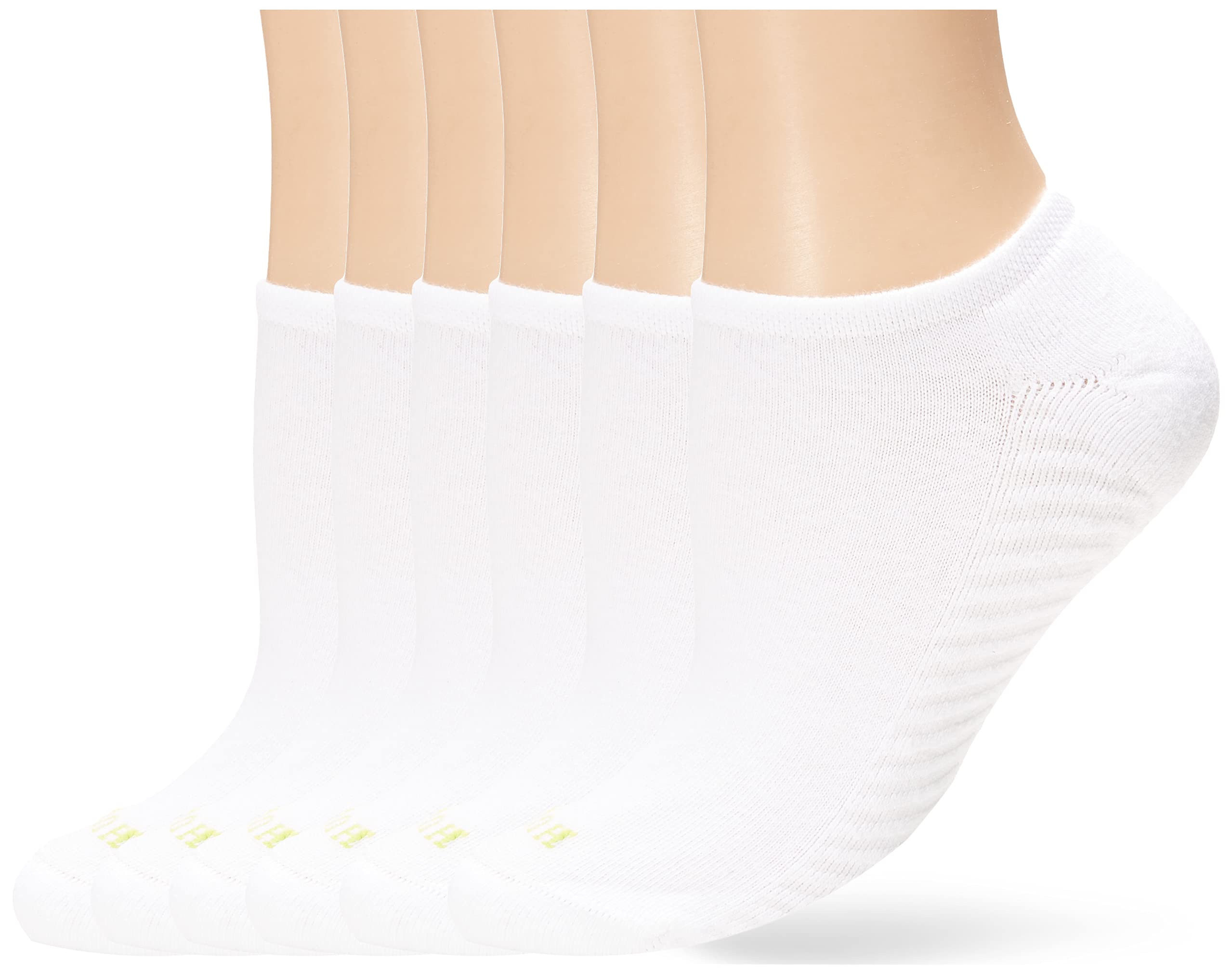 HUE womens Massaging 6-pack fashion liner socks, White, One Size US