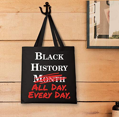 Historical Black History Tote Bag Black History Month All Day Every Day Black Canvas Tote Bag