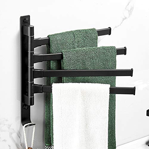 Towel Rack, Wall-Mounted Non-Perforated Bathroom Storage Rack,with 4 Arms Easy to Install, for Hanging Storage in Kitchen or Bathroom