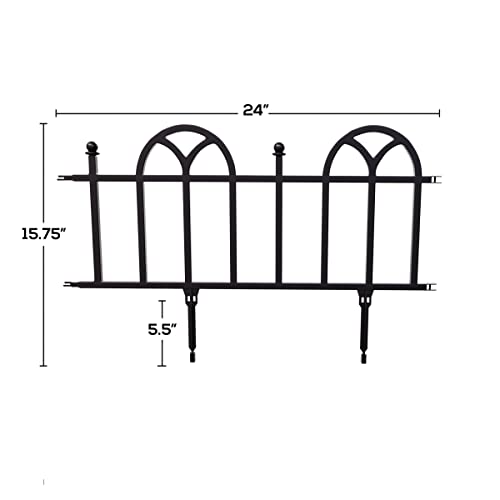 Pure Garden 82-YJ463 Flower Bed Set-4-Piece Modular Fence Panels Set for Landscape, Lawn, Garden Edging (Black)