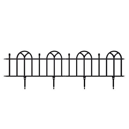 Pure Garden 82-YJ463 Flower Bed Set-4-Piece Modular Fence Panels Set for Landscape, Lawn, Garden Edging (Black)