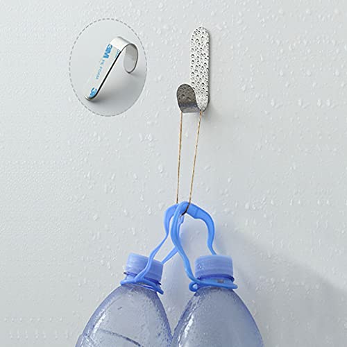 Adhesive Hooks, Kitchen Hooks,Wall Hooks Heavy Duty Stainless Steel Wall Hooks Adhesive for Hanging Jackets, Kitchenware, Bathrobes, Bath Towels, Coat, Bag, Party Light Strip (20 pcs, Silver)