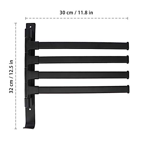 Towel Rack, Wall-Mounted Non-Perforated Bathroom Storage Rack,with 4 Arms Easy to Install, for Hanging Storage in Kitchen or Bathroom