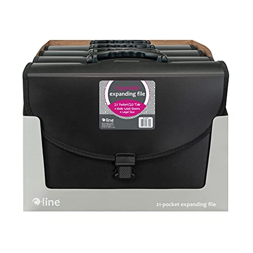 C-Line 21-Pocket Poly Expanding File with Handle, Includes Tabs, Locking Closure, Legal Size, Black (58320), Traditional