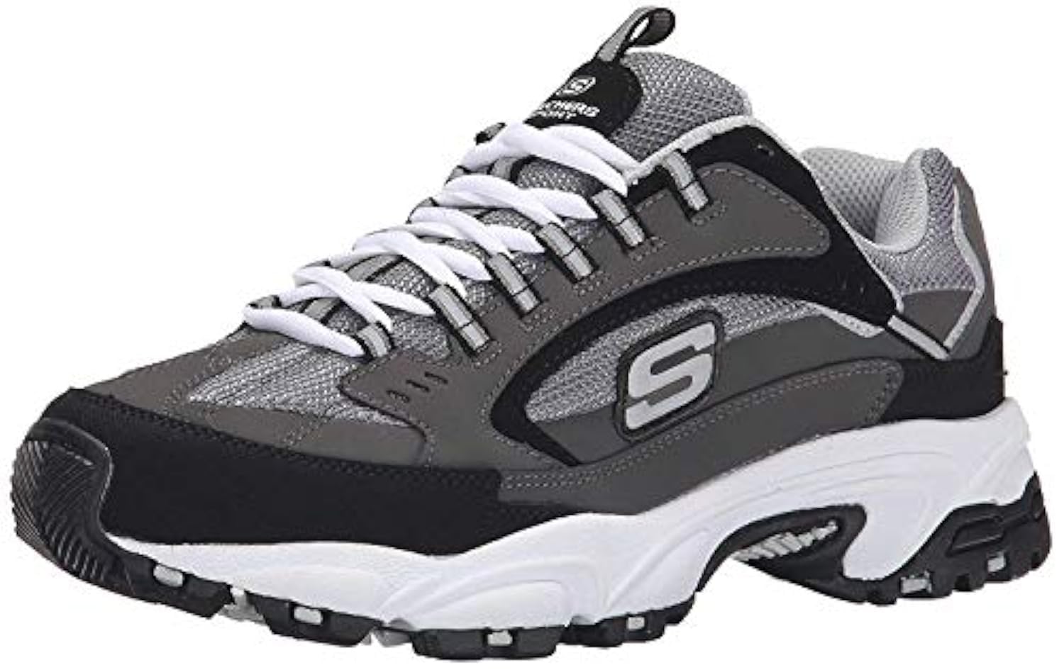 Skechers Sport Men's Stamina Nuovo Cutback Lace-Up Sneaker,Charcoal/Black,11.5 M US