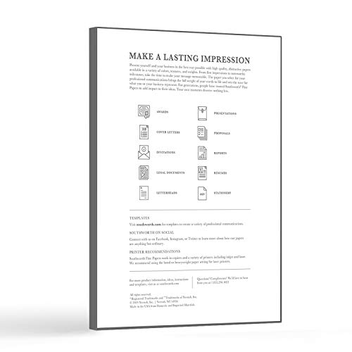 Southworth 25% Cotton Business Paper, 8.5” x 11, 20 lb/75 gsm, Wove Finish, White, 100 Sheets - Packaging May Vary (P403C)
