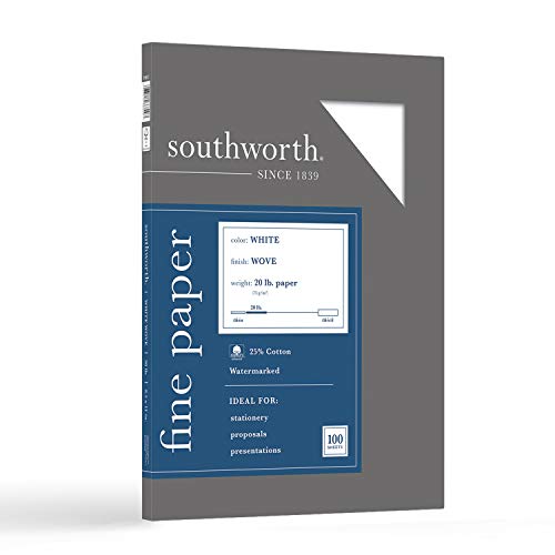 Southworth 25% Cotton Business Paper, 8.5” x 11, 20 lb/75 gsm, Wove Finish, White, 100 Sheets - Packaging May Vary (P403C)