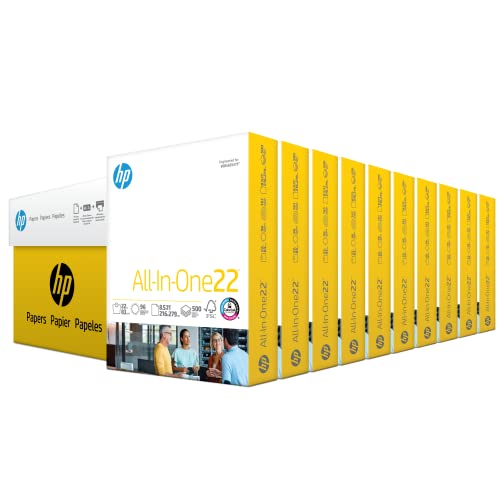 HP Printer Paper | 8.5 x 11 Paper | All-In-One 22 lb |10 Ream Case - 5,000 Sheets |96 Bright | Made in USA - FSC Certified |207010C