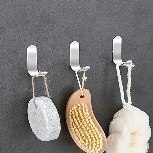 Adhesive Hooks, Kitchen Hooks,Wall Hooks Heavy Duty Stainless Steel Wall Hooks Adhesive for Hanging Jackets, Kitchenware, Bathrobes, Bath Towels, Coat, Bag, Party Light Strip (20 pcs, Silver)