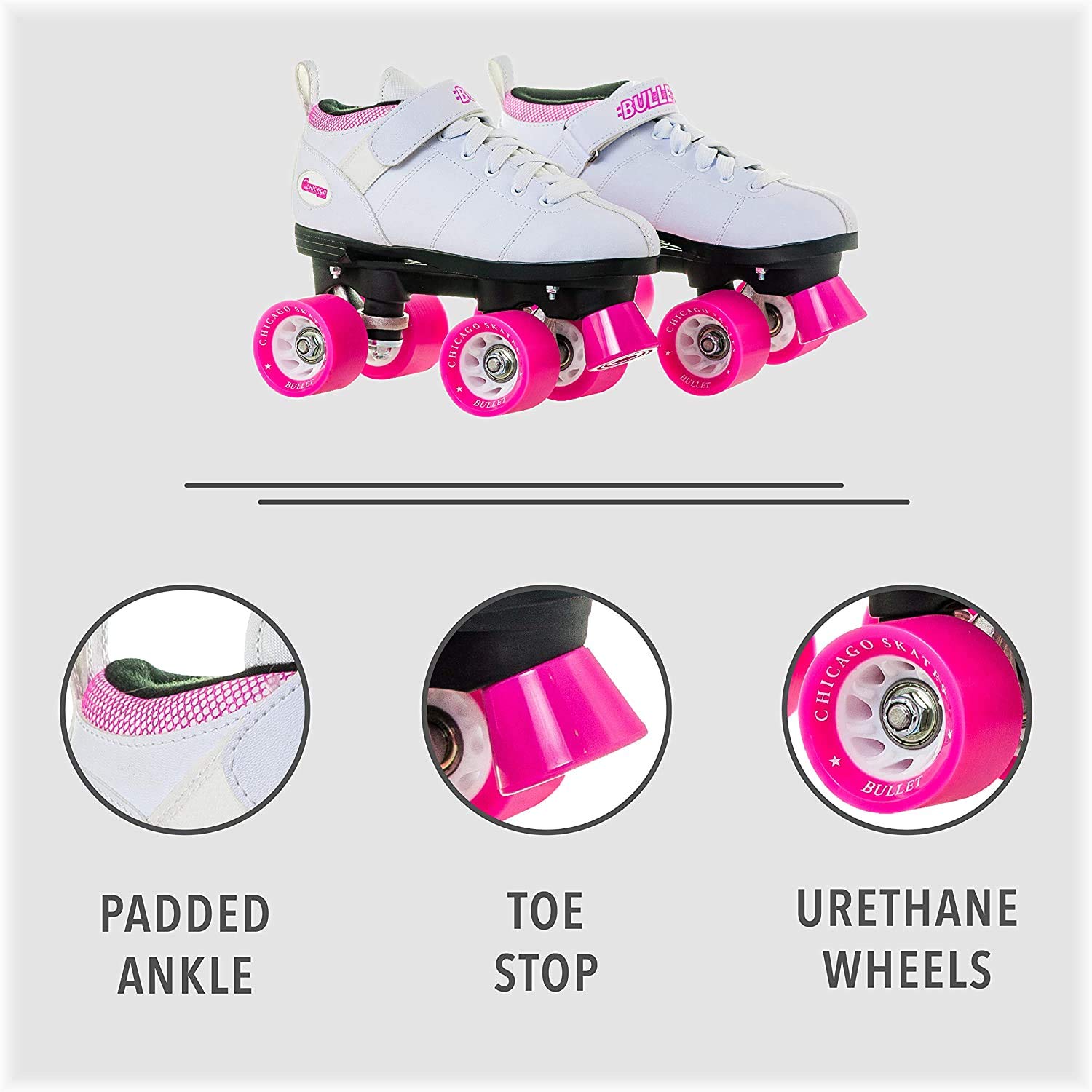 Chicago Skates Bullet Ladies Speed Skate –White Size 4 (B-100W-04)