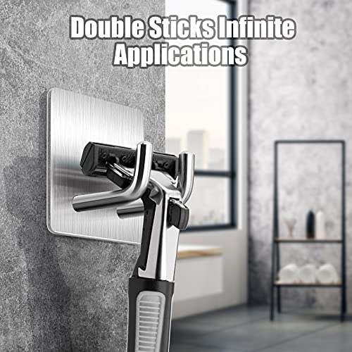 YasTant 4Pcs Shower Hooks for Inside Shower Razor Holder, Stainless Steel Shower Hanger Hook for Wall, Brushed Nickle Adhesive Razor Hook for Bathroom, Self Adhesive Wall Hooks Heavy Duty Straight