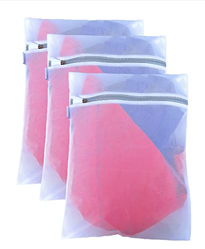 Heng happy 3pcs Small Mesh Laundry Bags for Socks,Delicates, Washing Machine,Underwear, Lingerie, 12 x 16 inches