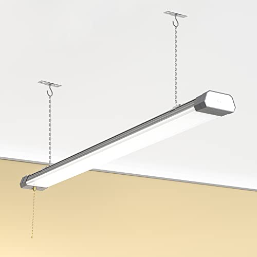 100W LED Shop Light Linkable, 13000 LM 5000K Super Bright Workshop Lights with US Plug Cable, Pull Chain (ON/Off) for Garage Workshops Basements Hanging or FlushMount - 1 Pack ETL Listed